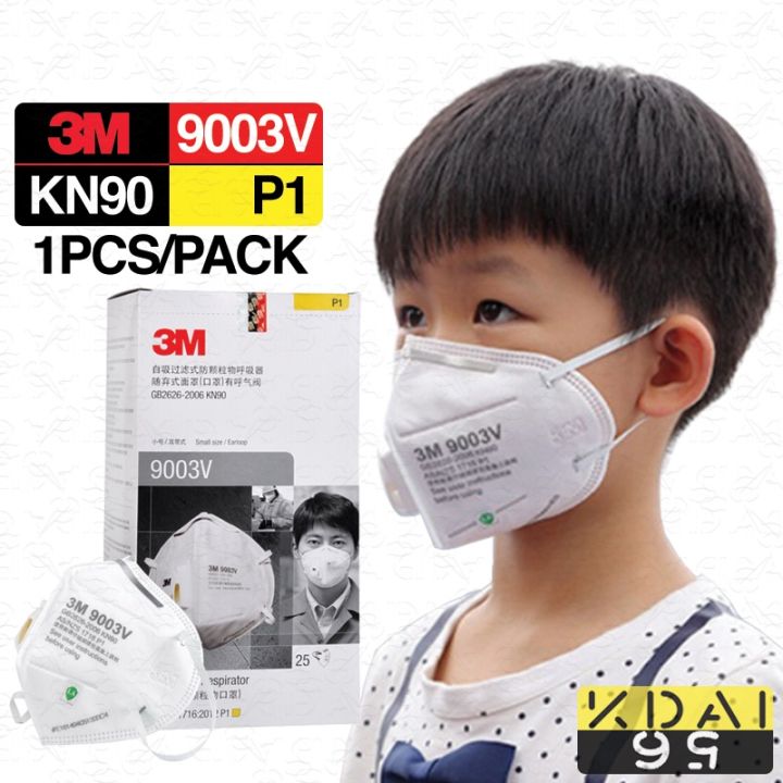 3M 9003V KIDS Earloop 1PC/PACK Respirator Small Size Face Mask KN90 P1 ...