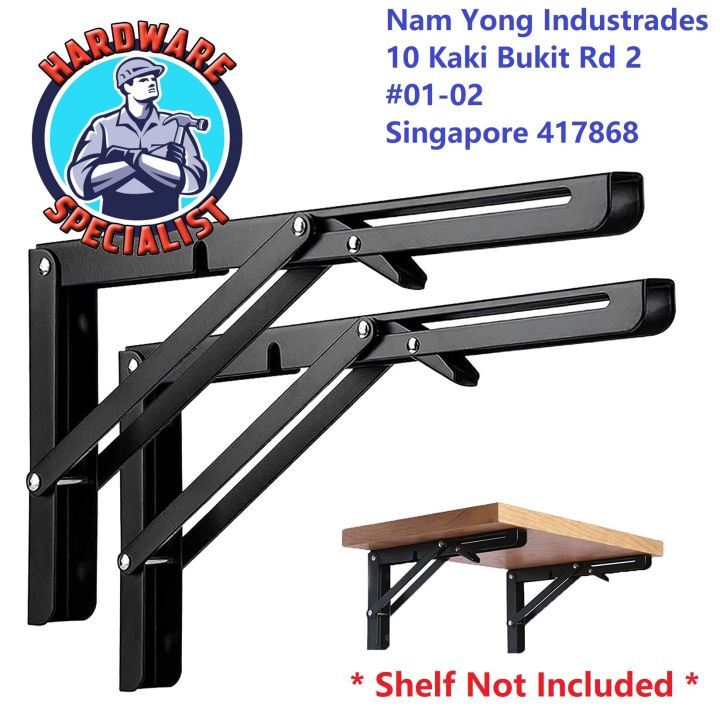Hardware Specialist Heavy Duty Black Foldable L Bracket (For Folding ...