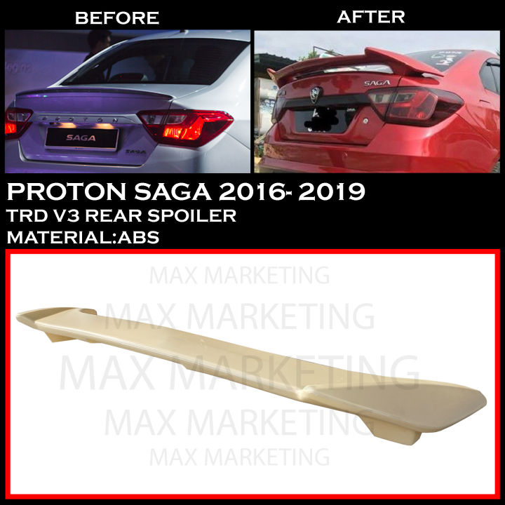 PROTON SAGA VVT 2016-2019 TRD V3 STYLE REAR TRUNK SPOILER WING WITH LED ...
