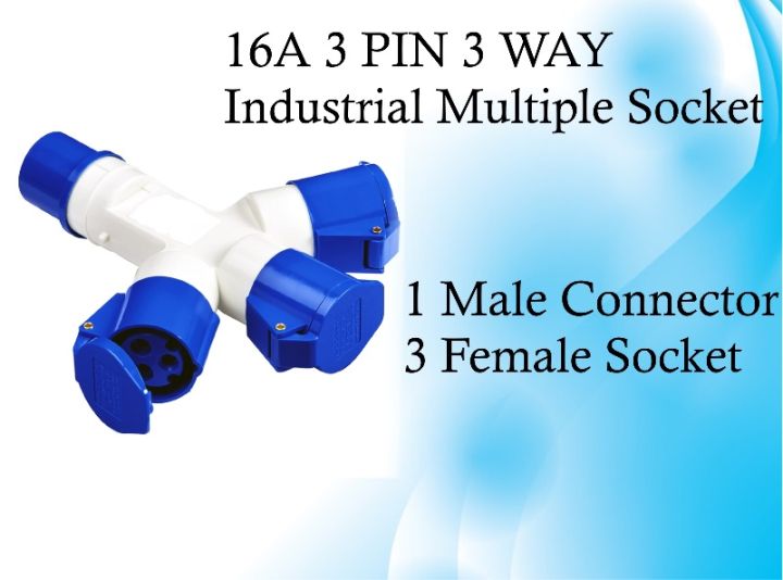 MULTIPLE INDUSTRIAL COMMANDO SOCKET - 16A 3 PIN 3 WAY (1 MALE & 3 ...