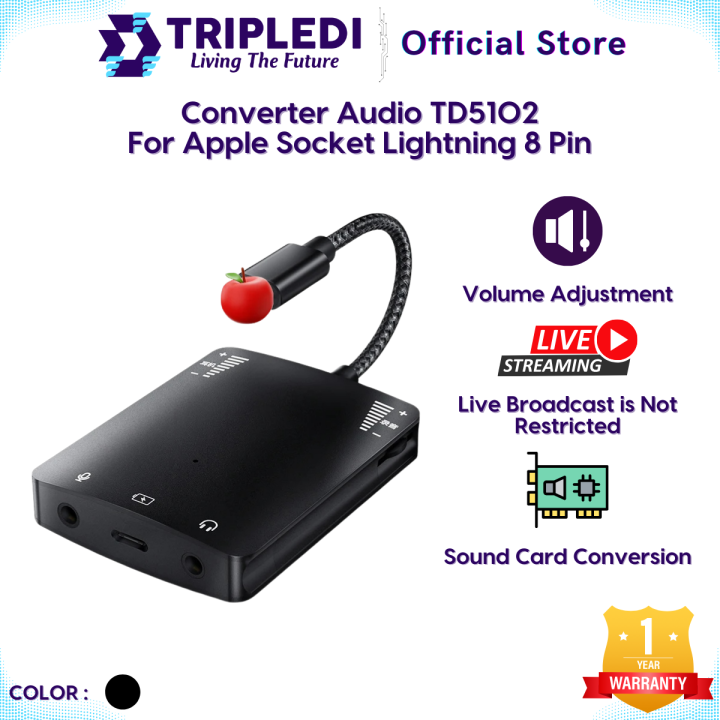 TRIPLEDI Audio Converter Lightning to Dual Jack 3.5mm Aux TD5102 ...