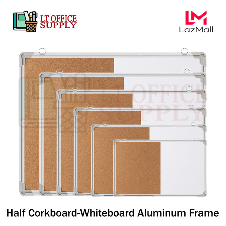 2in1 Half Cork board Half Whiteboard Aluminum Frame Office Bulletin ...