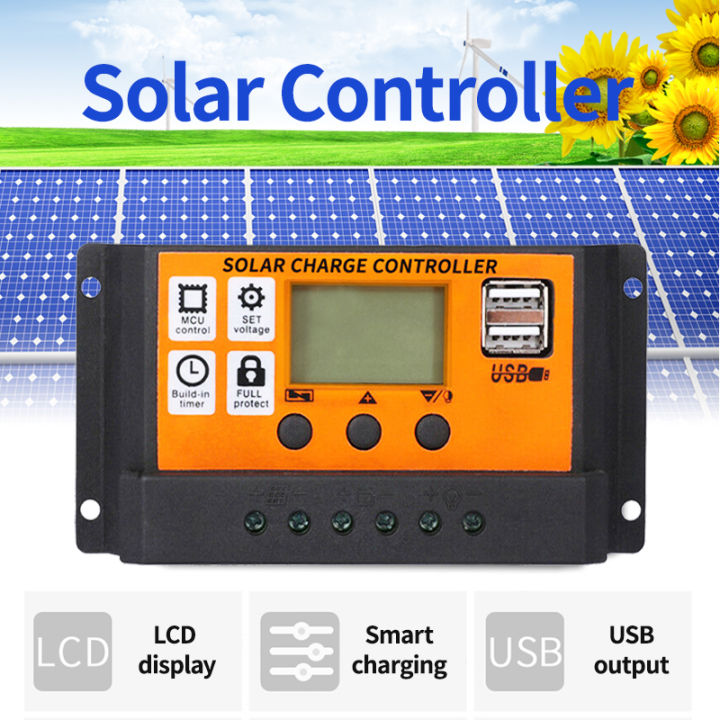 Solar Charge Controller LCD LED Display Solar PWM 12V/24V 30A 50A 60A ...
