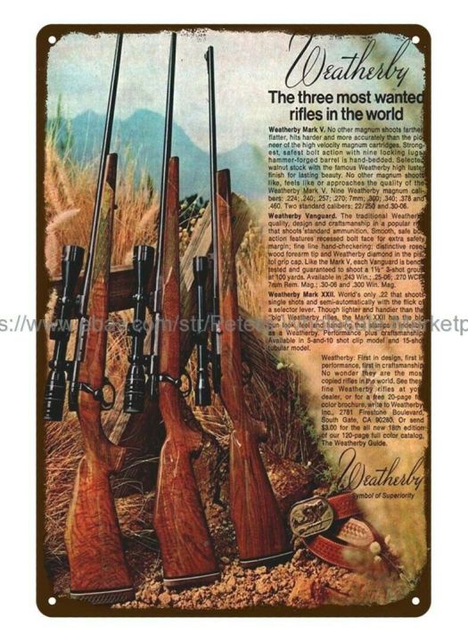 8x12inch 20x30cm Weatherby Mark V Rifles meatal sign series Ad Marlin ...
