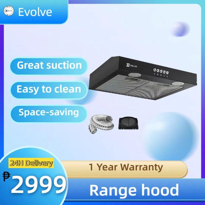 EVOLVE Kitchen Range Hood Ductless or With Duct Low Noise Carbon Sheet ...
