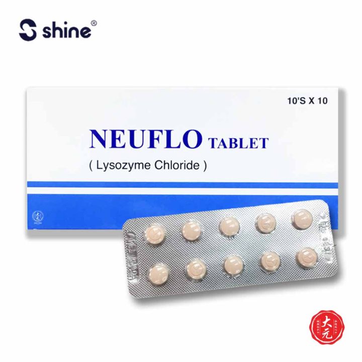NEUFLO Tablet • Lysozyme Chloride 90mg • 10 Tablets x 10 Strips ...