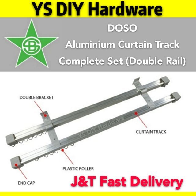 [Feet] [Double Rail] Doso Aluminium Curtain Track Complete Set / Track ...