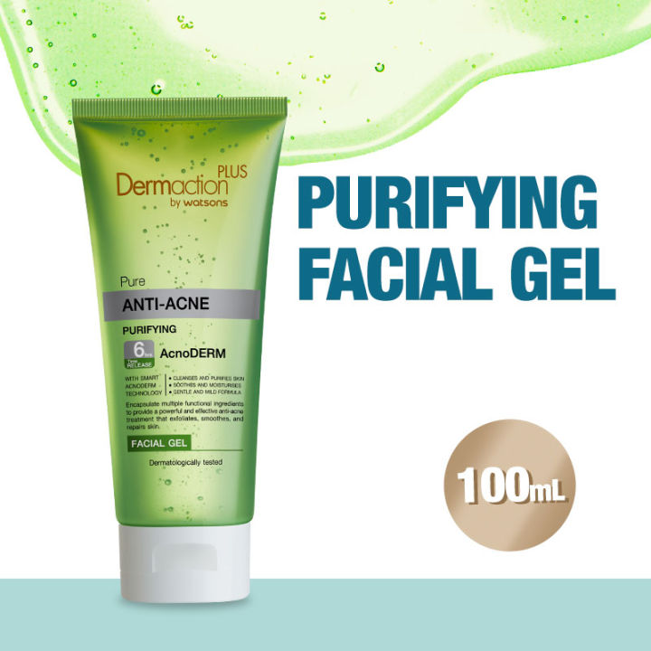 Dermaction Plus By Watsons Pure Anti-Acne Purifying Facial Gel 100ml ...