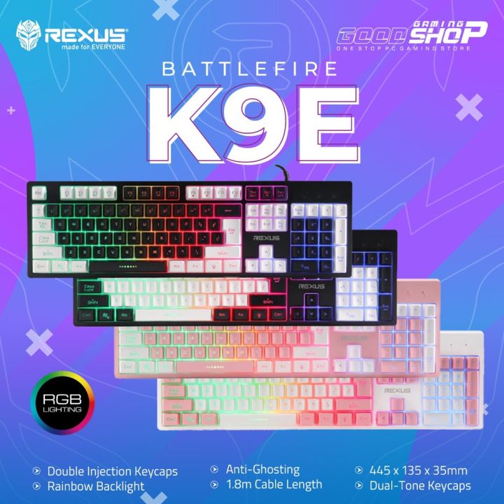 Rexus Battlefire K9E Full Size Rainbow LED - Gaming Keyboard | Lazada ...