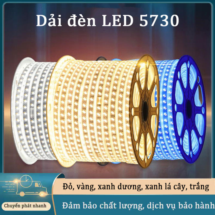Đèn Led dây đôi 5730 siêu sáng 2 hàng Trắng; Vàng; Xanh dương; Xanh lá đèn led trang trí bọc ...