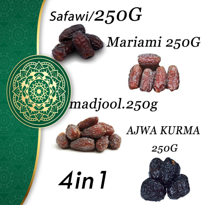 Mix Kurma Almadinah / 4 in 1/ Ajwa, Mariami, Safawi, AJWA VIP ...