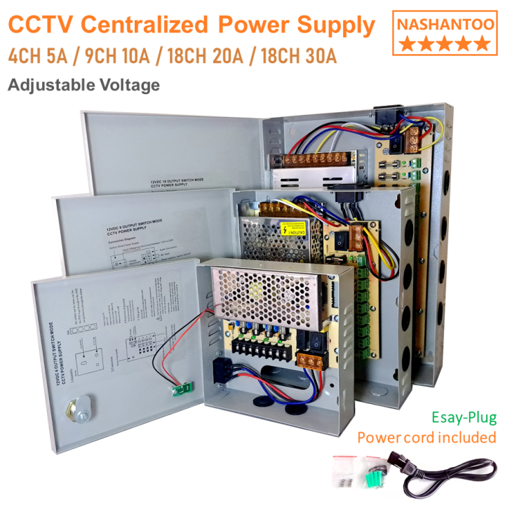 Nashantoo 4CH/9CH/18CH 12V 5A/10A/20A/30A DC Adjustable Voltage ...
