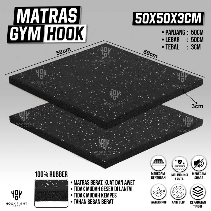 Matras Gym Hook Karet Tebal 3cm P:50cm L:50cm Hook Karpet Fitness ...
