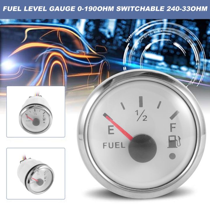 52mm Fuel Level Gauge 0-190Ohm Switchable 240-33Ohm Fuel Oil Level Meter Waterproof Boat Car ...