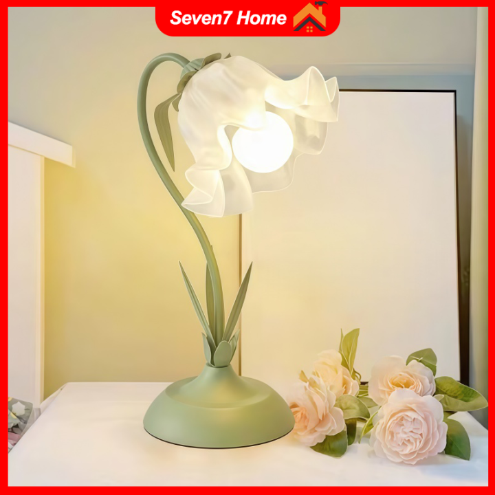 Flower Desk Lamp Tri-Color Bedroom Bedside Night Light Simple Study ...