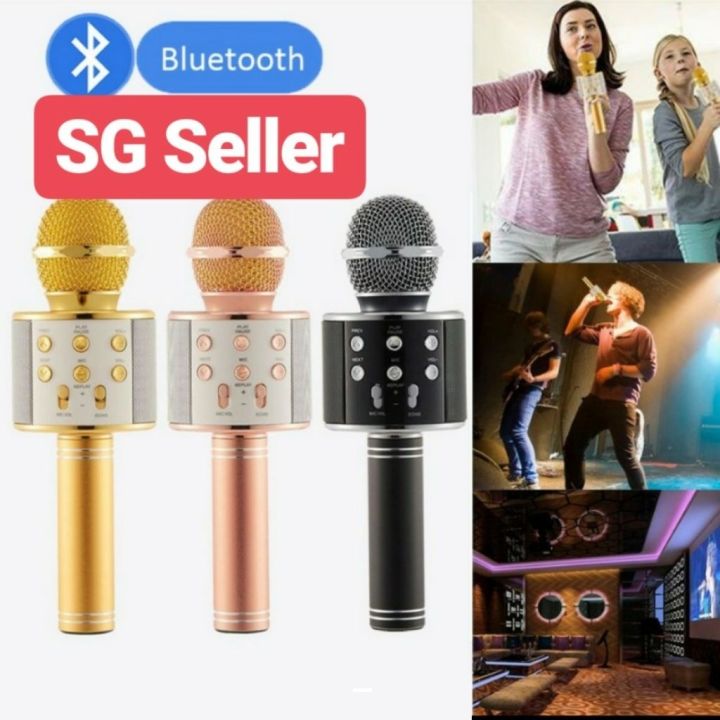 Bluetooth Wireless Condenser 3 in 1 Karaoke Microphone Player Mic Speaker KTV Handheld Singing ...