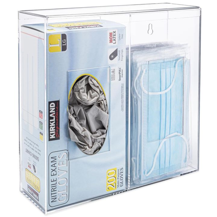 Double Hygiene Dispenser Station with Lid - 2 Compartments for Glove ...
