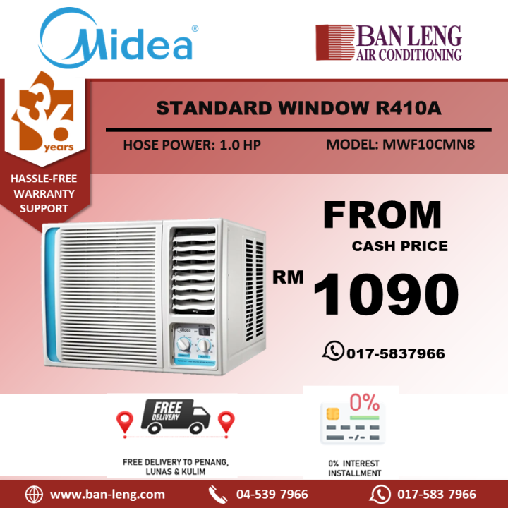 Midea R410a 1.0hp Non-Inverter Standard Window MWF10CMN8 | Lazada