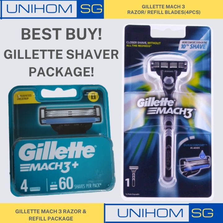 [UnihomSG] Authentic Gillette Mach 3+ Mach 3 Razor Blades And Razor ...