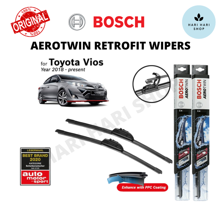 Original Bosch Retrofit U Hook Aerotwin Wiper (Set) for Toyota Vios NSP151 (Year 2018-Present ...