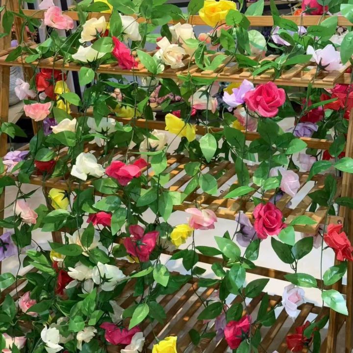 RB01 9HD ROSE / 17Daun 2.3M Bunga Hias Mawar Rambat Plastik Dekorasi ...