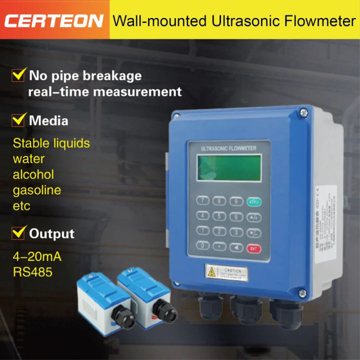 Wall-Mounted Ultrasonic Flow Meter Clamp-On Ultrasonic Liquid Flow ...