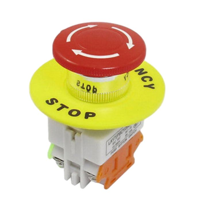 AC660V 10A Red Mushroom Cap 1NO 1NC DPST Emergency Stop Push Button ...