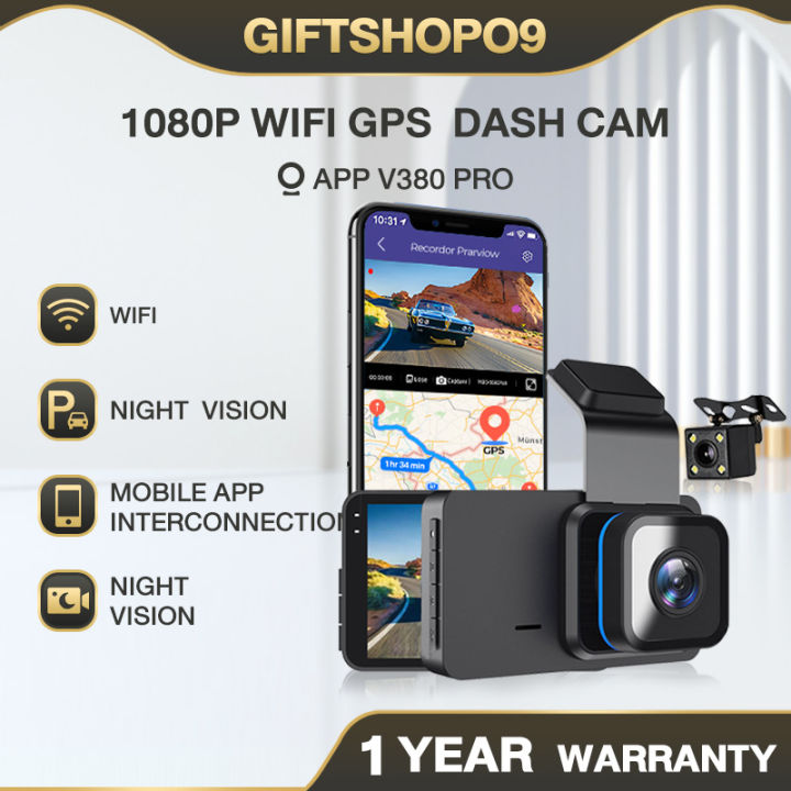 FHD Wifi GPS Dash Cam 24h Parking Monitor Night Vision Front Rear ...