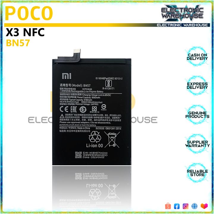 Battery for Poco X3 NFC Model BN57 5160mAh Capacity | Lazada PH