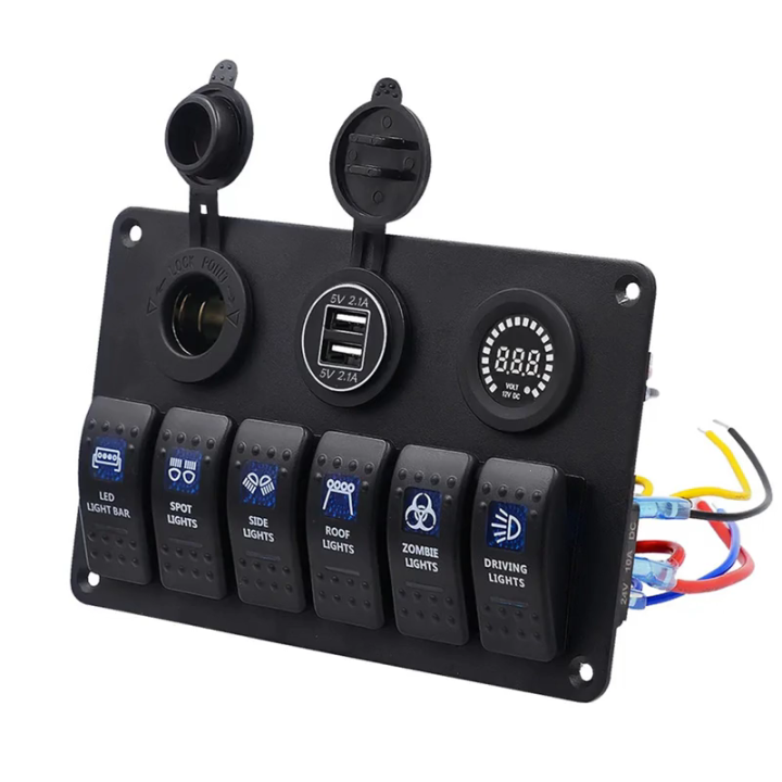Heavy Duty 6 Switches Control Panel Integrated LED Indicators USB ...