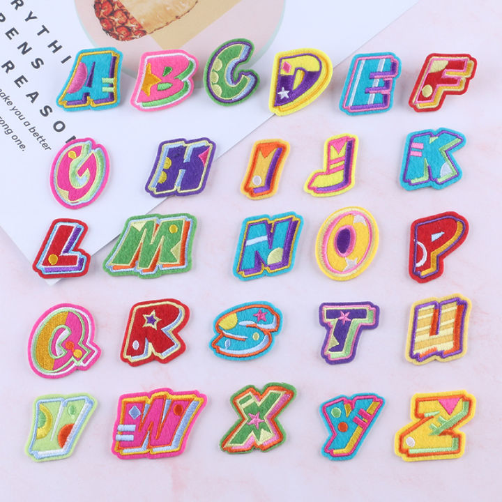 Colorfull English Letters Embroidery clothes patch stickers Iron ...