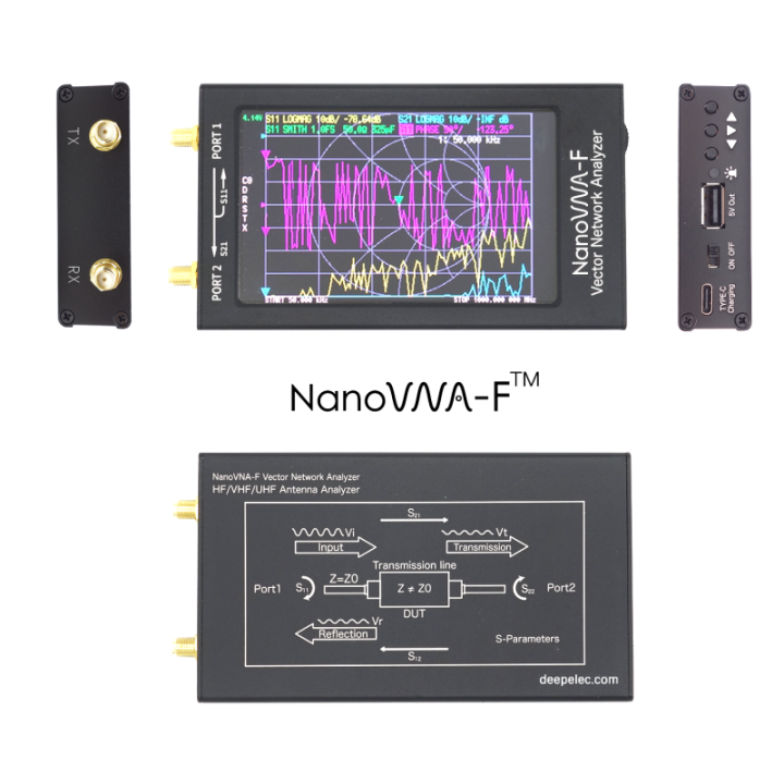 NanoVNA NanoVNA-F VNA HF VHF UHF Vector Network Antenna Analyzer + 4.3 inch IPS LCD + Metal Case ...