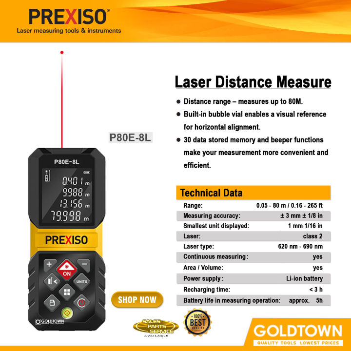 PREXISO - Laser Distance Measure 80M rechargeable P80E-8L Original ...