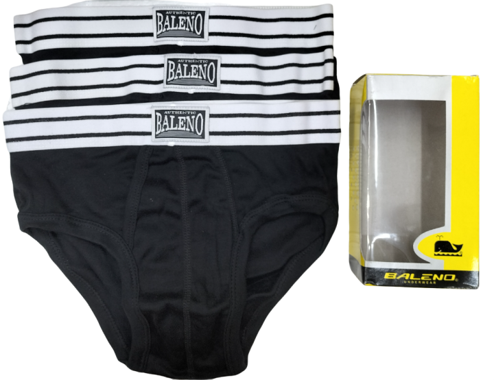 Baleno Underwear (BL20-00) 3 Pieces in 1 Pack All Black/White Outside ...