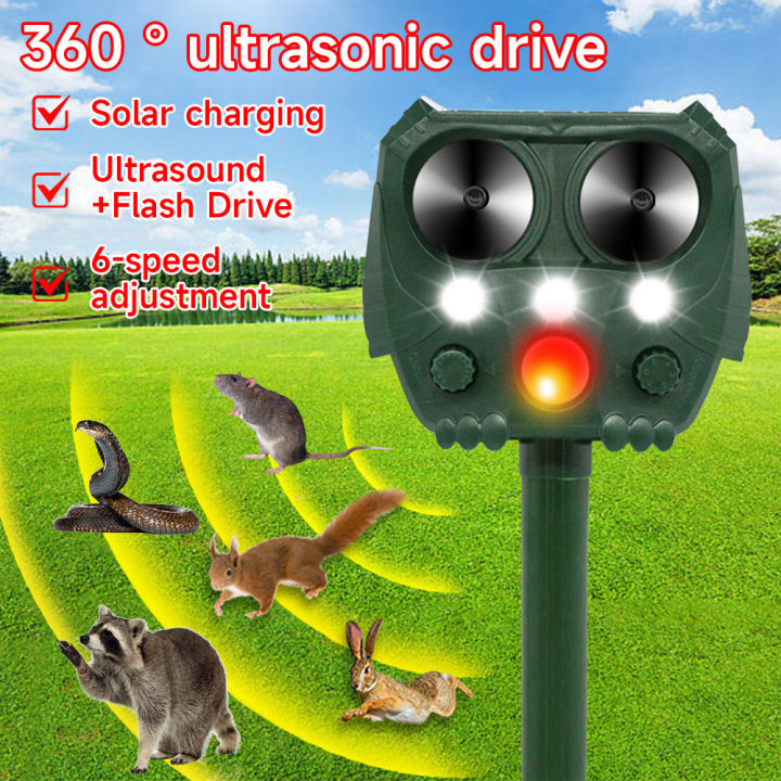 Solar Powered Animal Repeller Ultrasonic Animal Repellent Flicker ...
