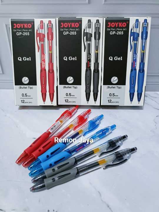12 PCS Gel Pen Pulpen Pena Joyko GP-265 Q Gel 0.5 mm HITAM, BIRU DAN MERAH | Lazada Indonesia