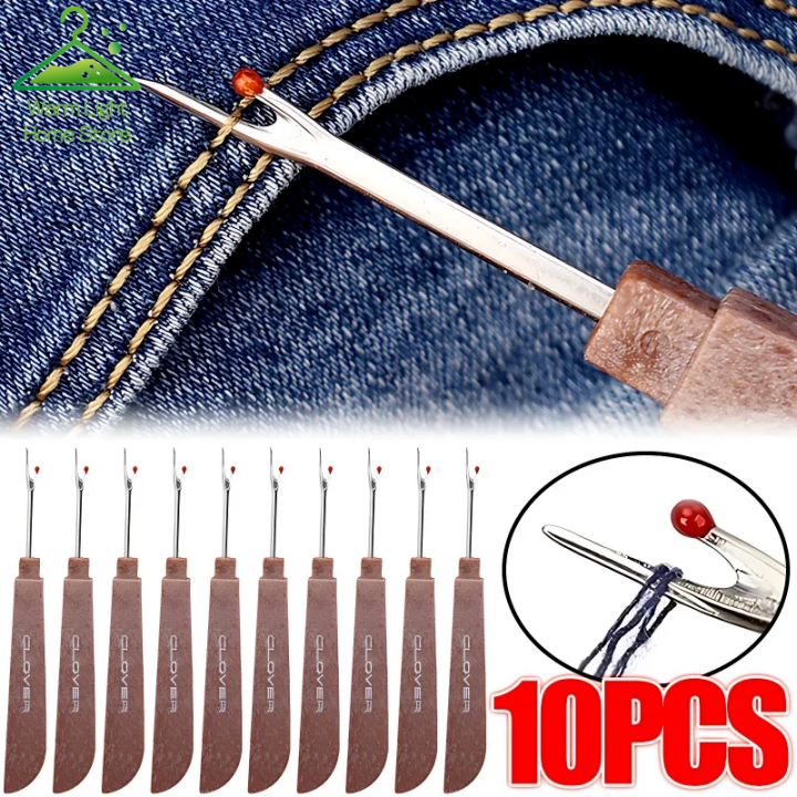 1/5/10 Pcs Steel Thread Cutter Wooden Plastic Handle Seam Ripper Stitch ...