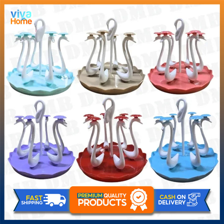 Vivahome Plastic Swan Glass Holder for 6 Glasses/Cups/Holder Round ...
