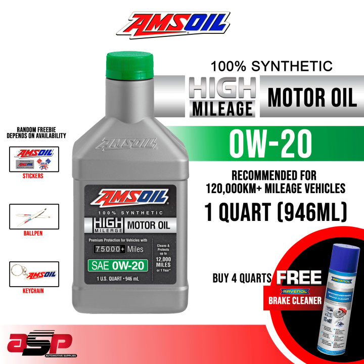 AMSOIL 0W-20 100% SYNTHETIC HIGH MILEAGE Engine Oil Quart (946ml ...