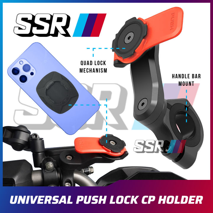 Push Lock Cellphone Holder Handle Bar Mount For Motorcycles and ...