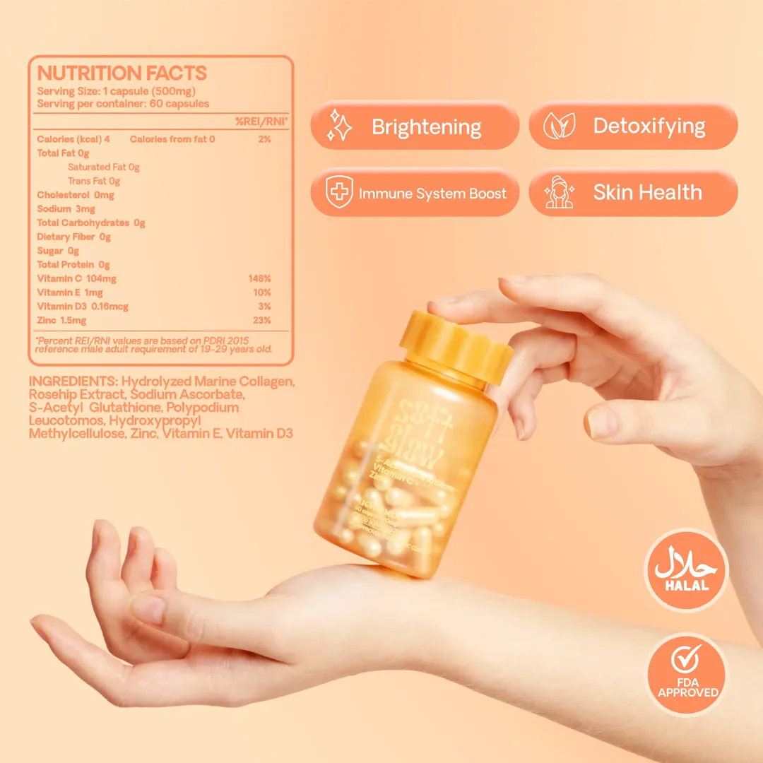 New Moon Soft Glow S-Acetyl Glutathione Beauty Supplement Enhanced ...