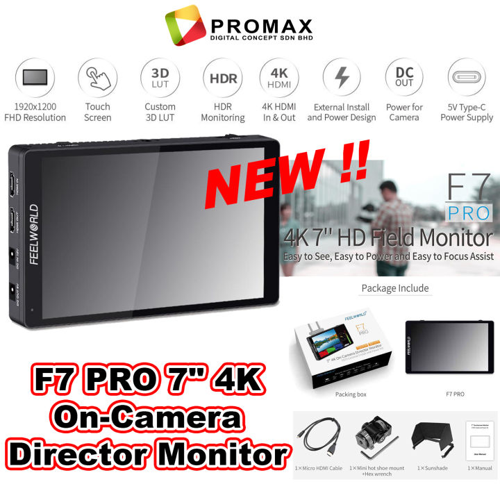 NEW! Feelworld F7 PRO 7 Inch 3D LUT Touch Screen 4K 60Hz DSLR Camera ...