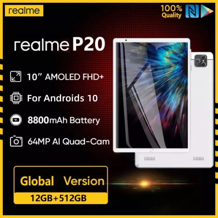 สำหรับ Realmi P20แท็บเล็ต10นิ้ว Full HD Pad RAM 8GB ROM 512GB Dual Sim Card สนับสนุนชั้นเรียน ...