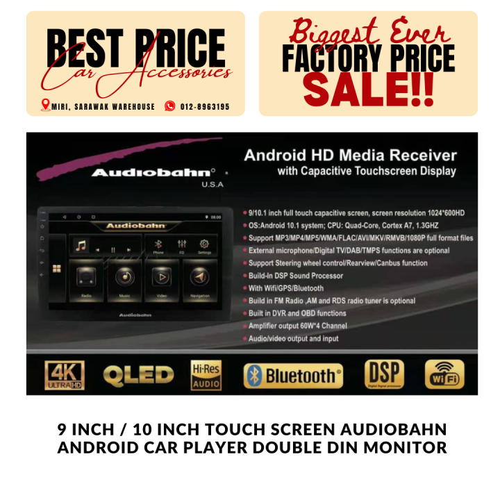 9 Inch / 10 Inch Touch Screen Audiobahn Android Car Player Double Din Monitor | Lazada