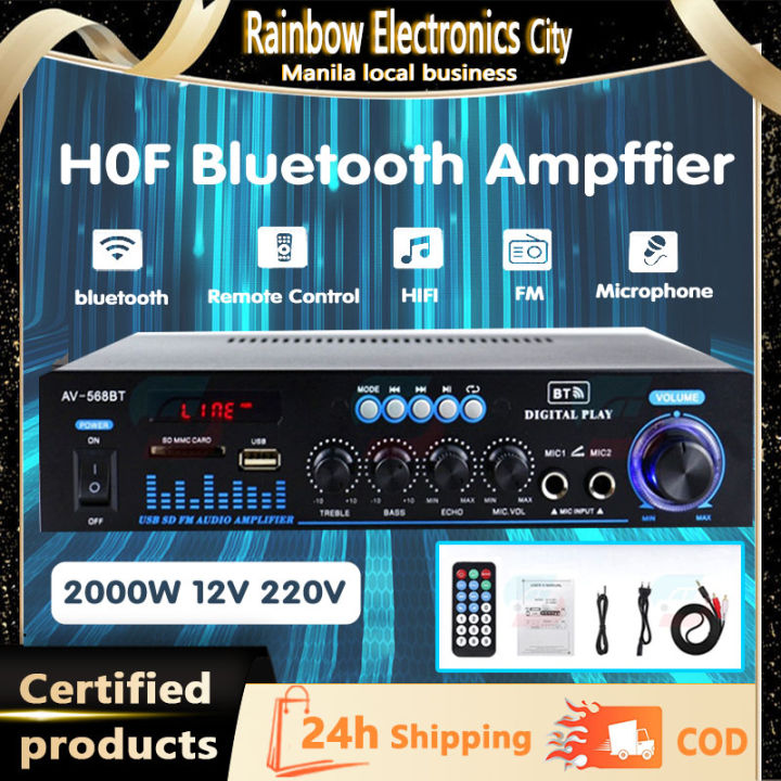 12/220V 1000W 2 Channel Class D with Luminous Knob HIFI Bluetooth Power ...