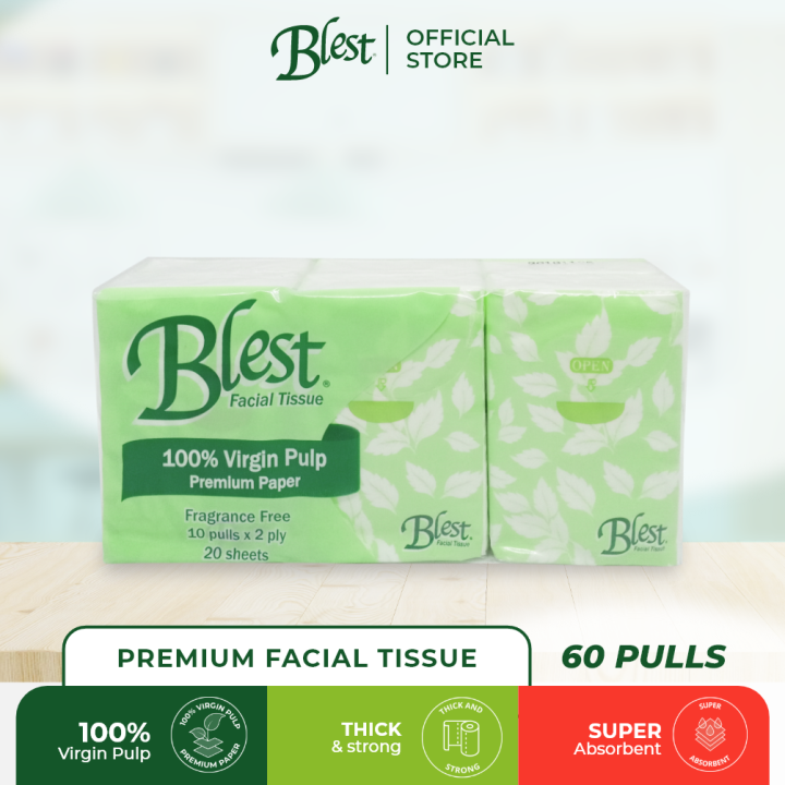 Blest Facial Pocket Tissue 2 Ply 10 Pulls x 6 Pocket (60 Pulls) | Lazada PH