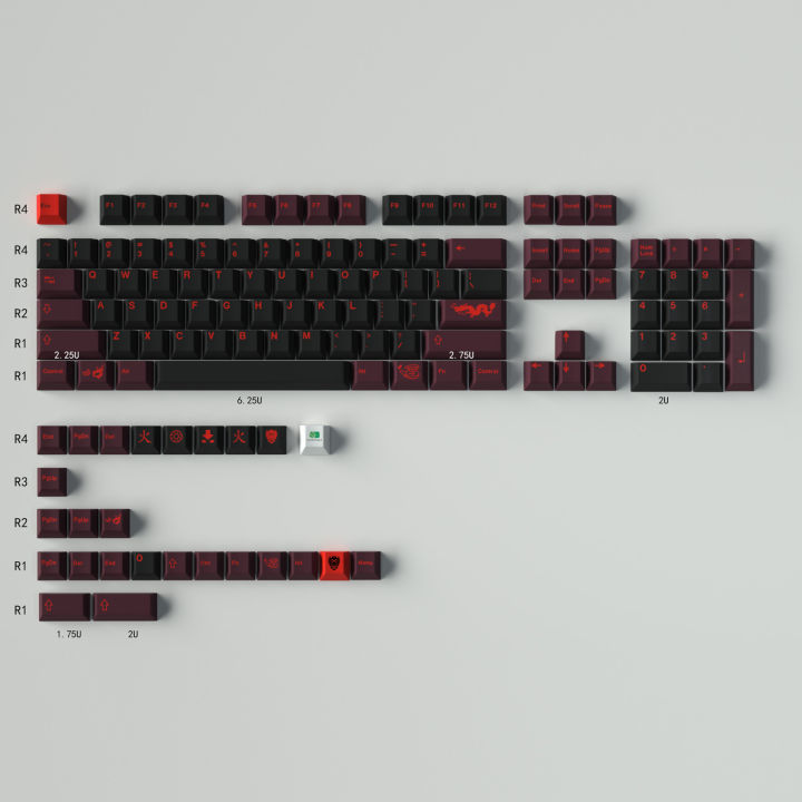 G Red Dragon Large Set Cherry Profile PBT Keycap DYE-SUB Keycaps For ...