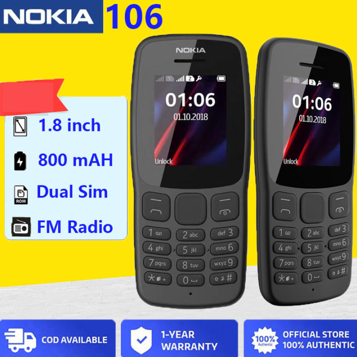 Original Keypad cellphone Nokia 106 Feature Phone 800mAh Dual Sim ...
