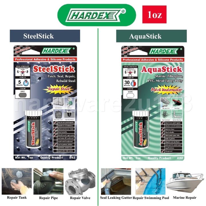HARDEX Aquastick Steel Underwater / Steelstick Reinforced Epoxy ...