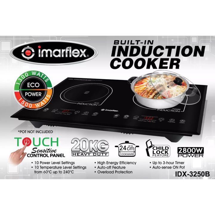Imarflex IDX-3250B Induction Cooker Double Burner Cooktop IDX3250B ...